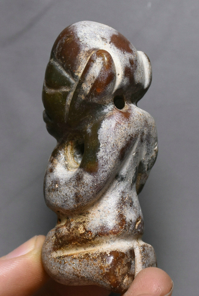 7cm China Hongshan Culture Old Jade Carving Primitive People Amulet ...
