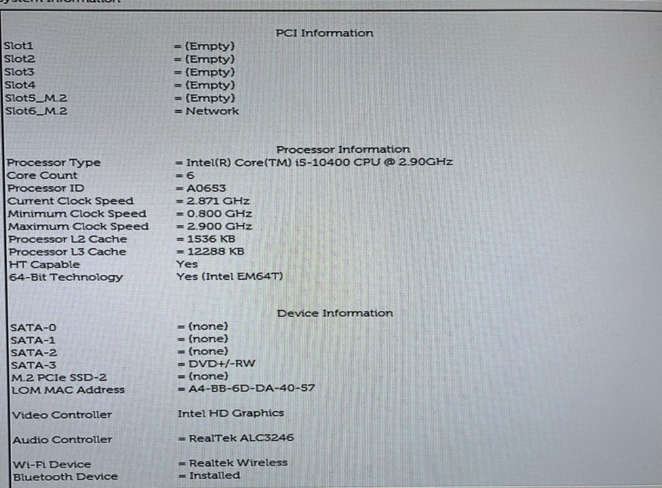 Dell Vostro 5880 i5-10400 CPU @2.9GHz 16GB RAM DDR4 - NO SSD/OS | eBay