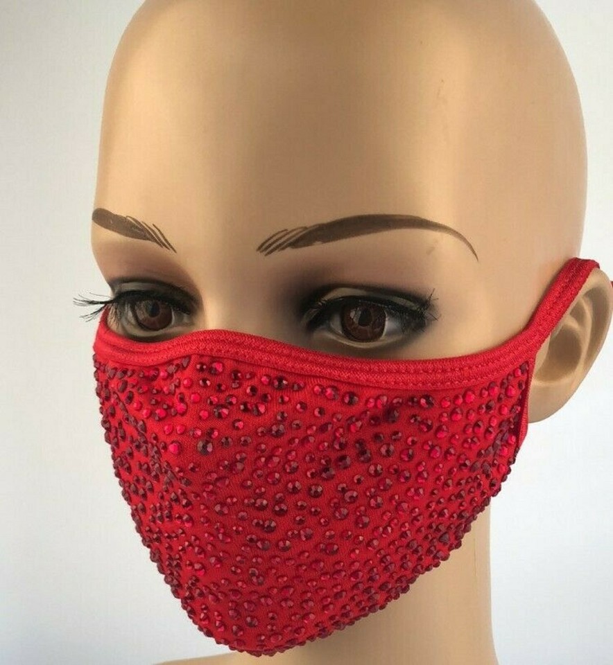 Rhinestone Face Mask Bling Crystal Mask Reusable Washable With Filter ...
