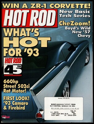JANUARY 1993 HOT ROD MAGAZINE, 45th ANNIVERSARY, CHEZOOM '57 CHEVY | eBay