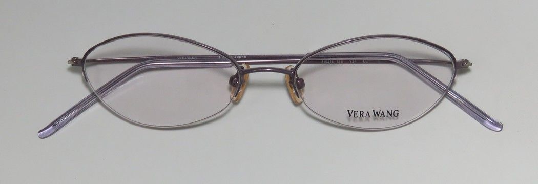 NEW VERA WANG V24 GLASSES CAT EYE PURPLE TITANIUM HALF-RIM 47-16-133 ...