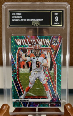 2021 Panini Mosaic Joe Burrow Will To Win Green Prizm #WW8 GMA 9 ...