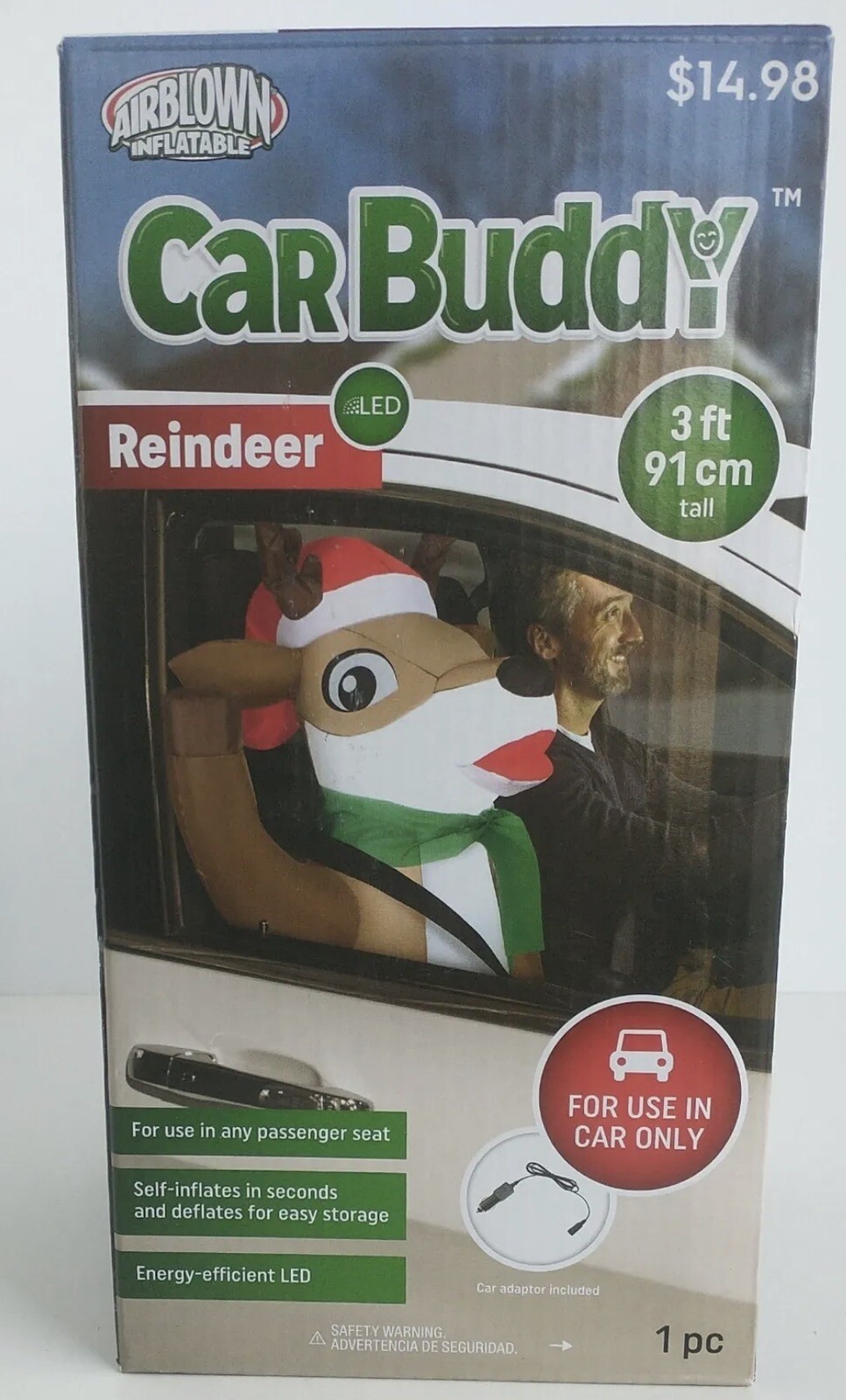 NEW Gemmy Airblown Inflatable Reindeer Car Buddy 3 Ft LED Light ...