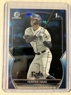 2023 1st Bowman Chrome Sapphire Hunter Haas RC #BDC-160 Tampa Bay Rays ...