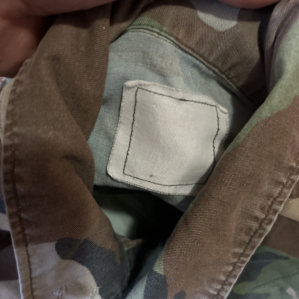 US ARMY US Military Shirt Woodland Camo Button Up Selma Patch Vintage ...