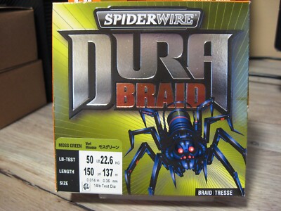 SpiderWire DURA BRAID Braided Fishing Line - 50 LB - 150 Yds - MOSS ...