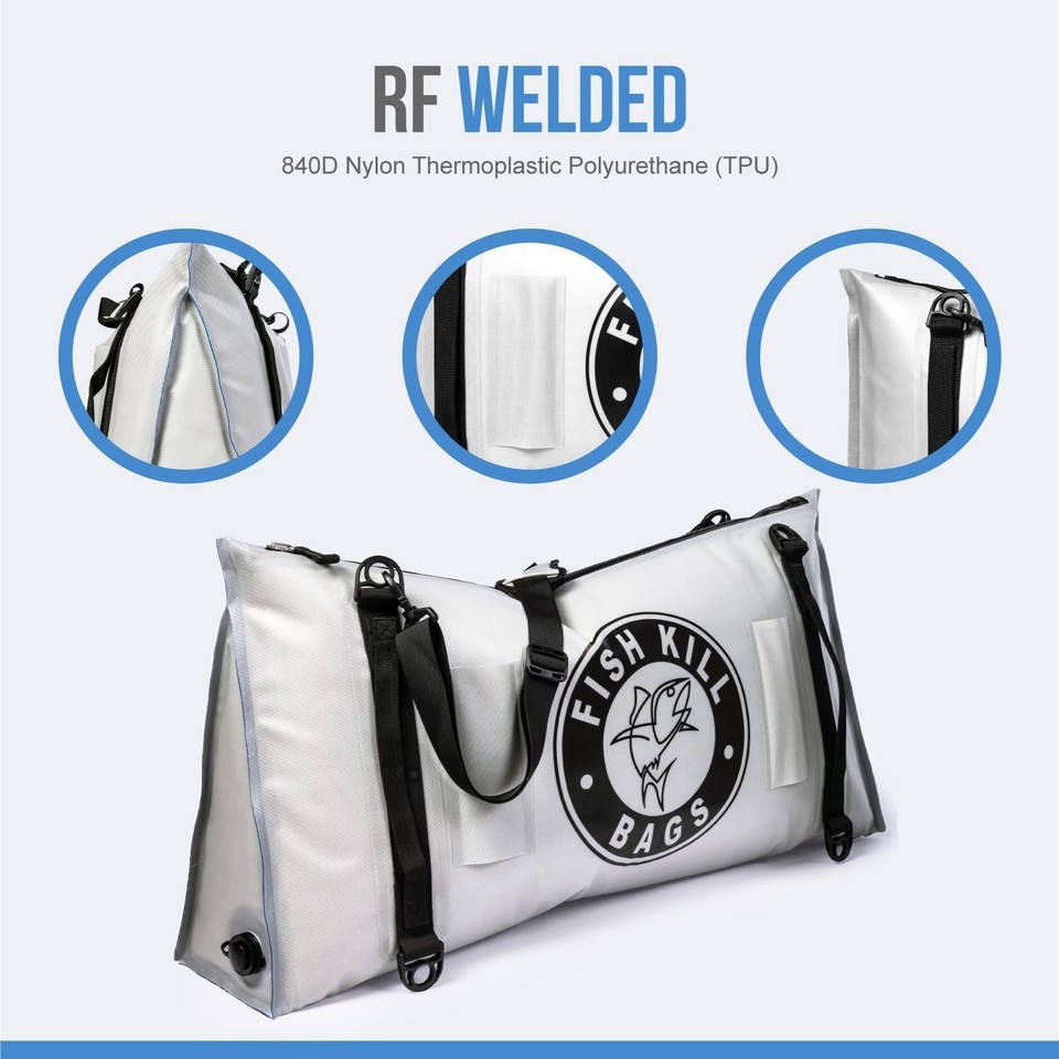 Gusseted Insulated Cooler Fish Bag - Zipper Waterproof Nylon Fish ...