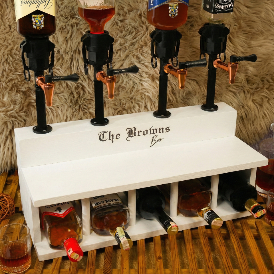 Personalized Triple Tap Whiskey Dispenser, Handmade Solid Pine Wood ...