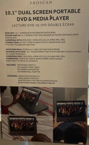 Proscan PEDVD1082 Elite, 10.1" Dual Screen Portable DVD Media Player ...