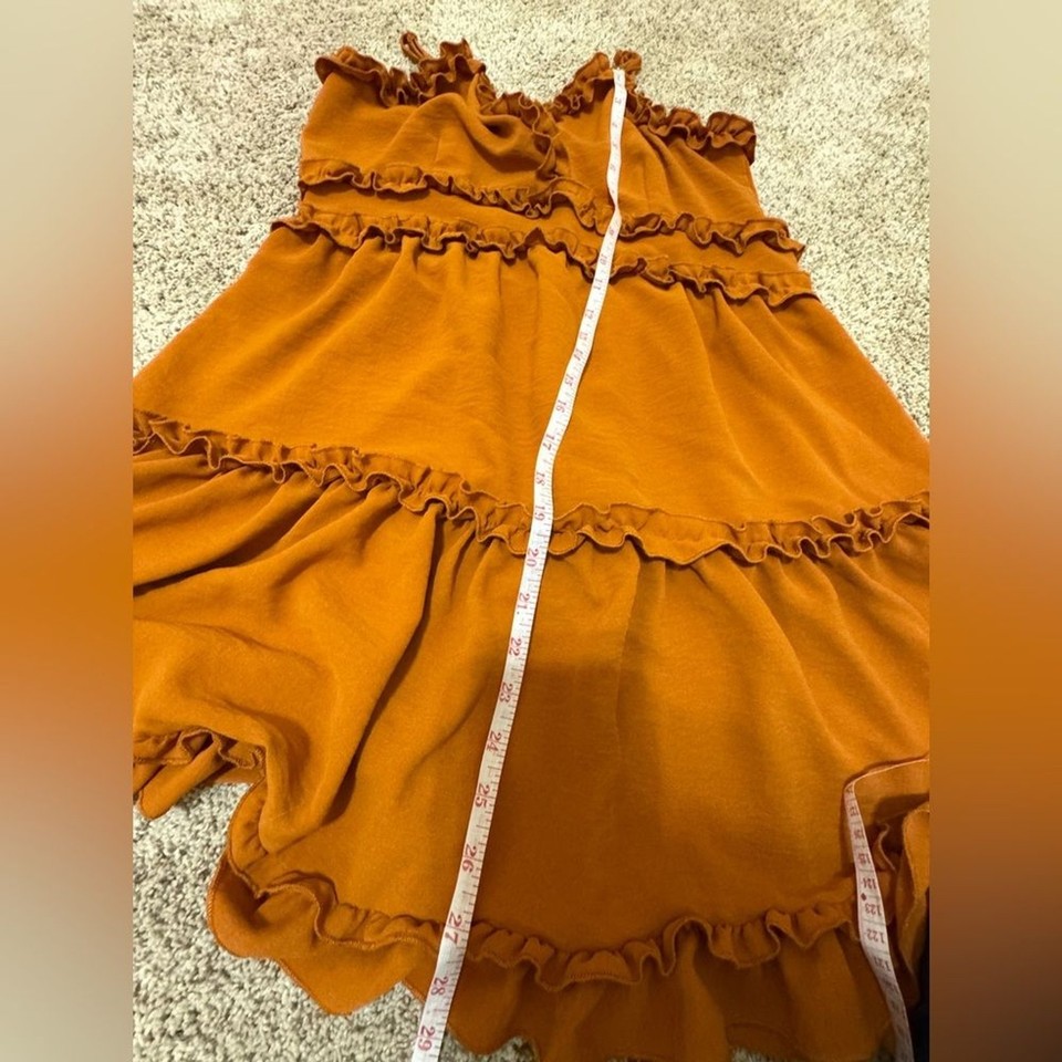 IRIS Rust Orange Ruffle Mini Dress Size M – Boho Flowy Summer | eBay