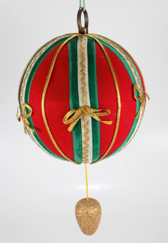 Pull String Musical Christmas Ornament Large Silent Night Red Ball ...