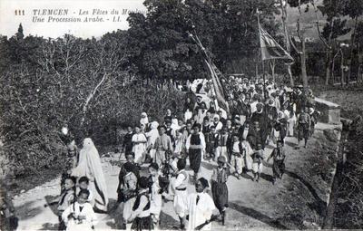 CPA ALGERIE TLEMCEN LES FETES DU MOULOUD UNE PROCESSION ARABE (BELLE ...