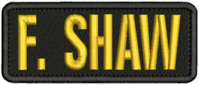 F. WHAW EMB PATCH 2X5 HOOK ON BACK GOLD ON BLACK | eBay