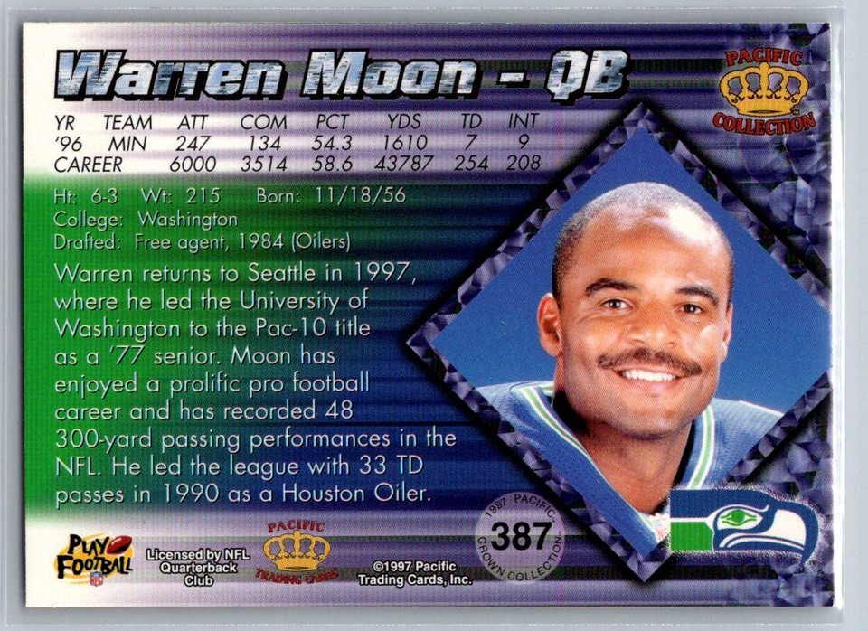 1997 Pacific Collection #387 Warren Moon Seattle Seahawks | eBay