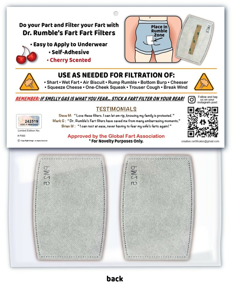 Camping FART FILTER Joke Gag - Tent Camp Funny Birthday Gift CHERRY AIR ...