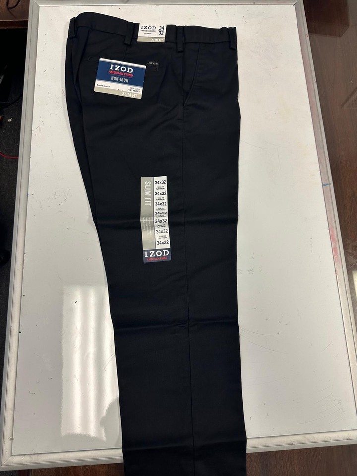 IZOD Men's American Chino Flat Front Slim Fit Pant | eBay