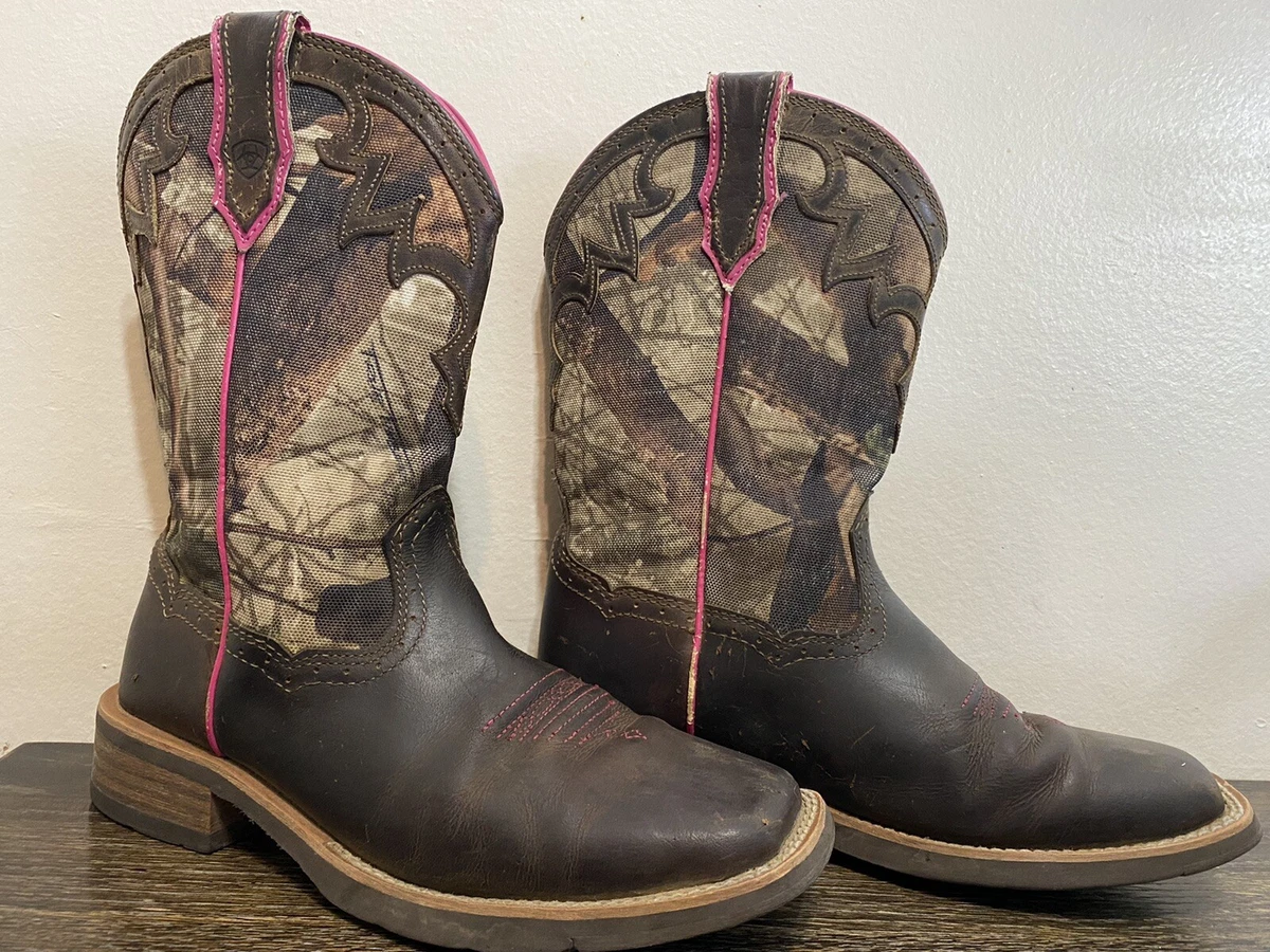 Camo Cowboy Boots For Women Square Toe