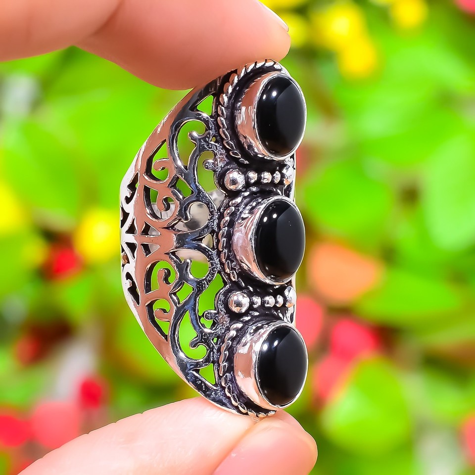 Black Onyx Gemstone 925 Sterling Silver Gift Jewelry Ring Size 6.5 C052 ...