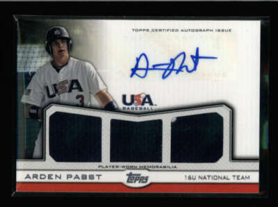 ARDEN PABST 2011 TOPPS TEAM USA BASEBALL TRIPLE GAME JERSEY AUTO #43/64 ...