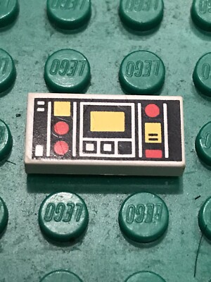 LEGO Tile 1x2 with Red and Yellow Controls # 3069bp68 # 6989 6861 6741 ...