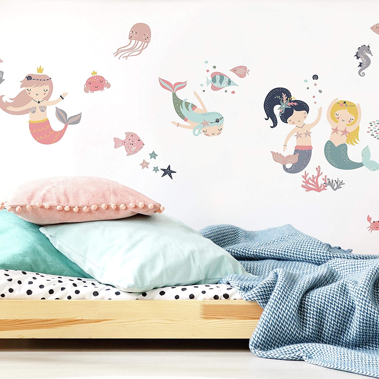 RoomMates Sweet Pastel Mermaids 31 Peel & Stick Wall Decals Girls Room ...