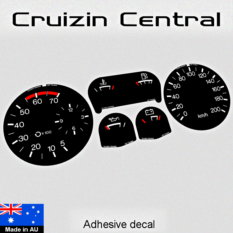 Plastic BLACK DECALS for Holden Torana UC SLE gauge speedo tacho ...