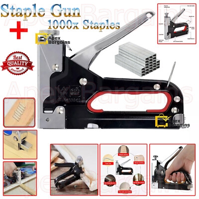 Heavy Duty Tacker Staple Gun Upholstery Stapler Fabric Wood Craft ...