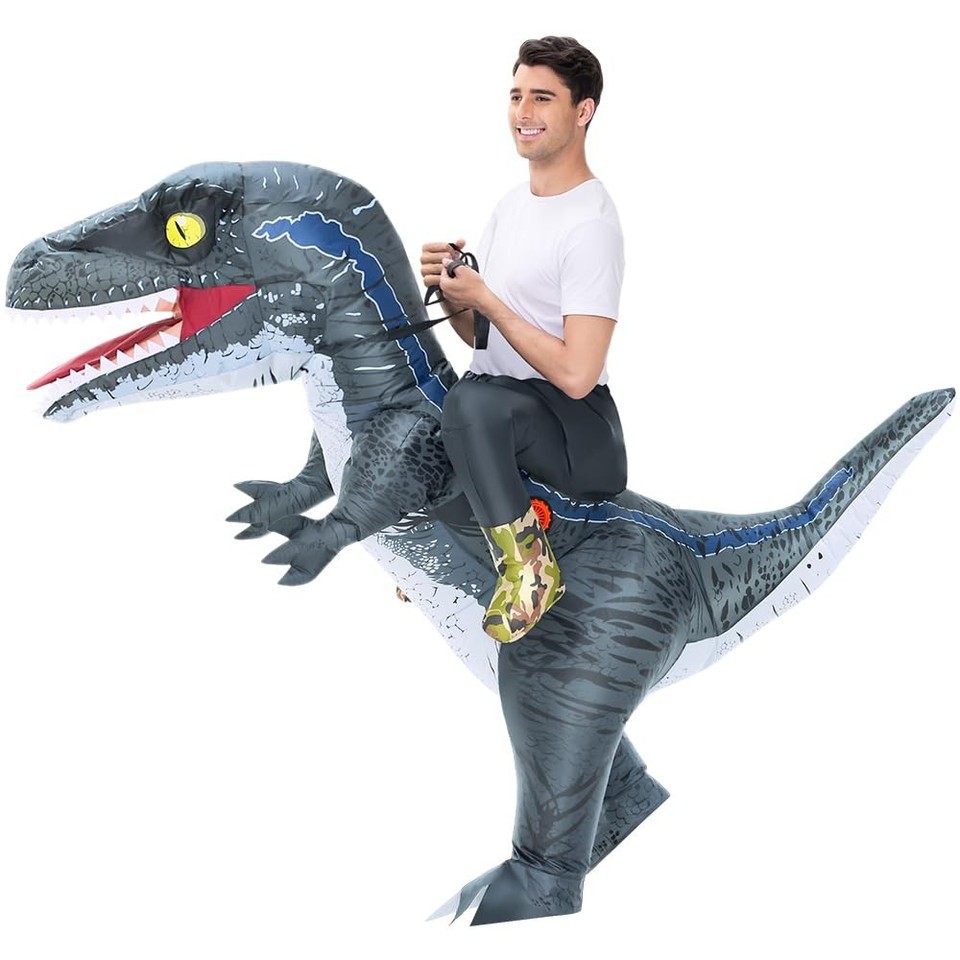 Inflatable Dinosaur Costume Adult Blow Up Velociraptor Funny Dino ...