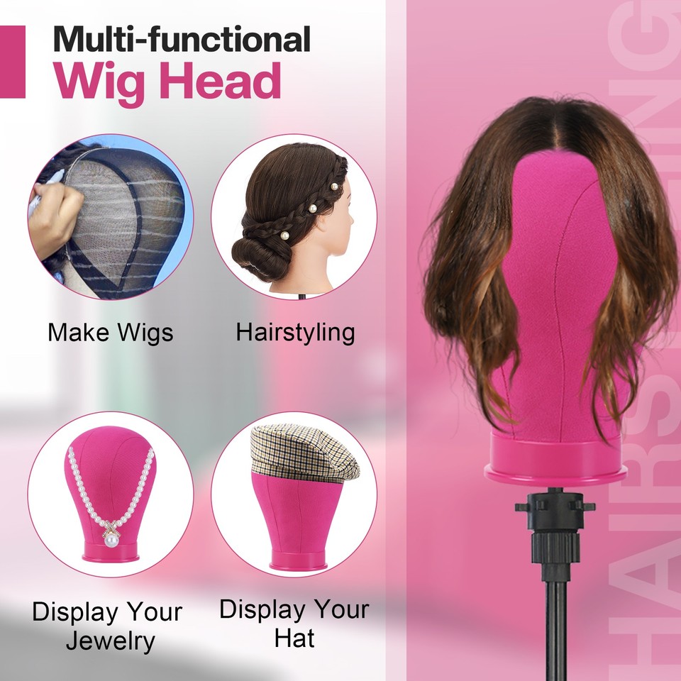 Neverland Canvas Mannequin Wig Head Display 23" with Stand for Wig ...