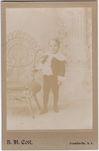 CIRCA 1890s CABINET CARD A.H. COIT BOY IN FANCY OUTFIT FRANKLINVILLE ...