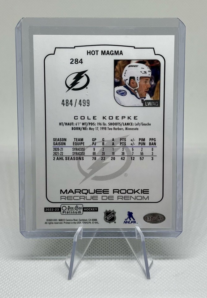 2022-23 O-pee-chee Platinum Hot Magma Marquee Rookie Cole Koepke /499 ...