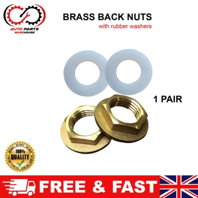 BRASS BACK NUTS - FOR BASIN, SINK TAPS & MIXERS - 1/2 BSP - 1 PAIR (2 ...