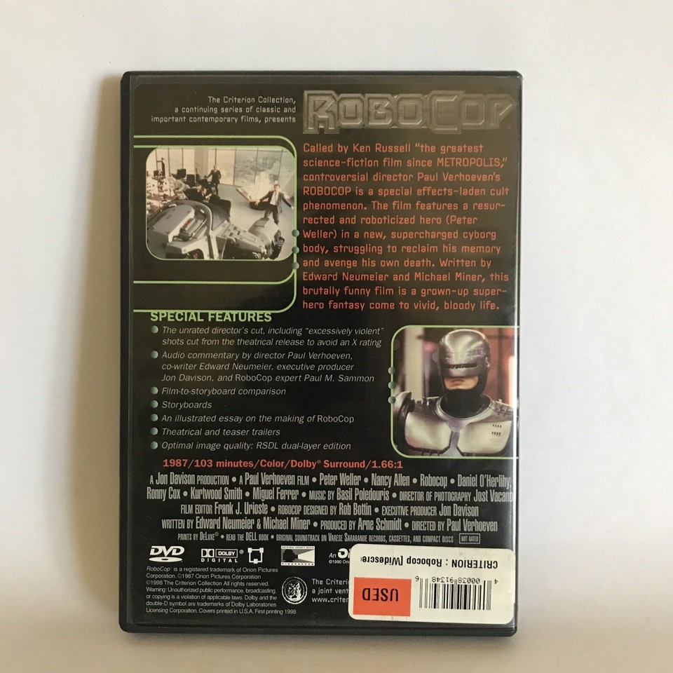 Robocop (DVD, 1998, Criterion Collection - OUT OF PRINT) 715515009324 ...