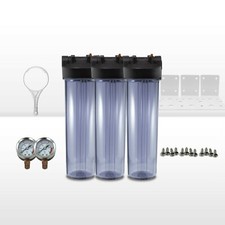 GENUINE KEYSTONE CG20CW 20" CLEAR GIANT FILTER HOUSING & 3 CARTRIDGES ...