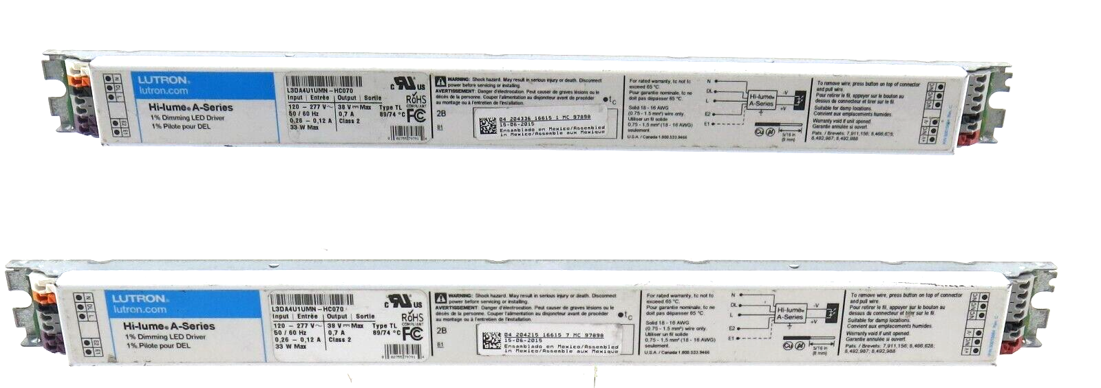 LUTRON. LDE53U1UMN-HC070. LOT OF 2 - RETROFIT - DIMMABLE LED DRIVER ...