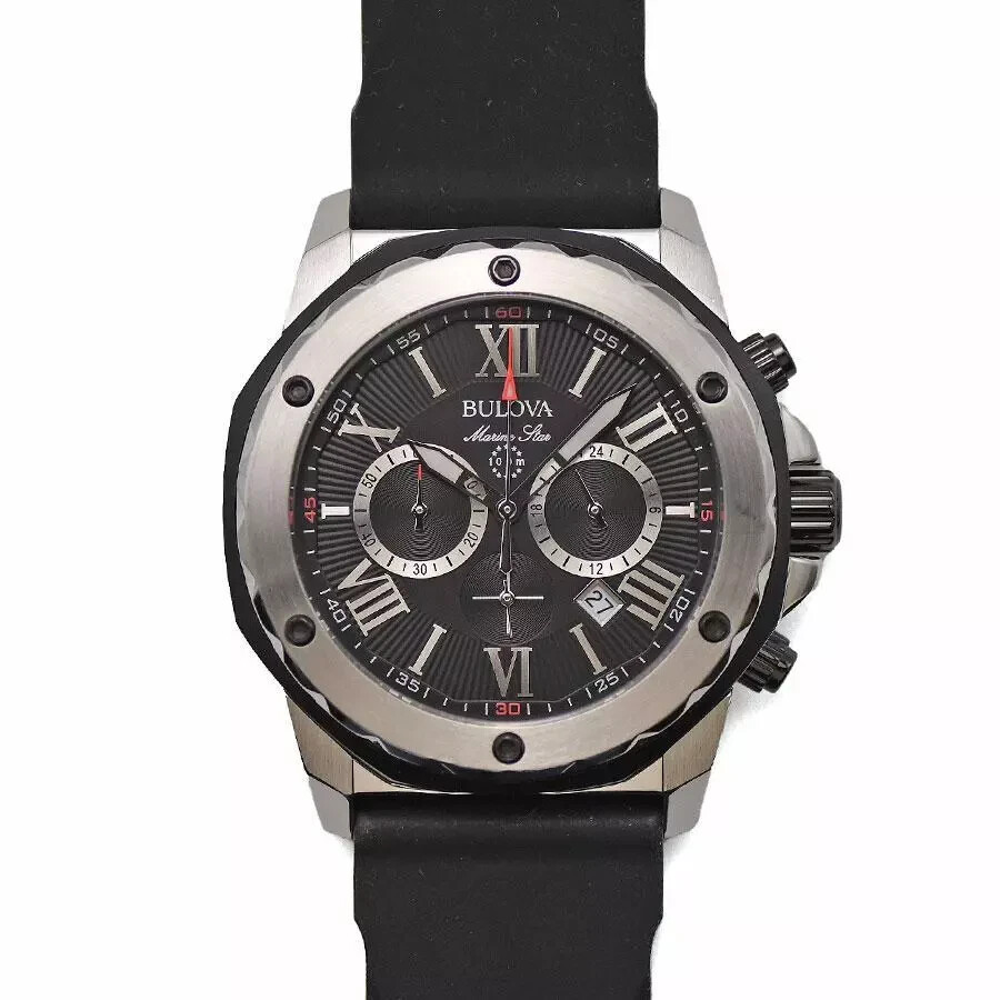 Bulova Marine Star 98B127 Black Dial Chronograph Stainless Steel Quartz ...