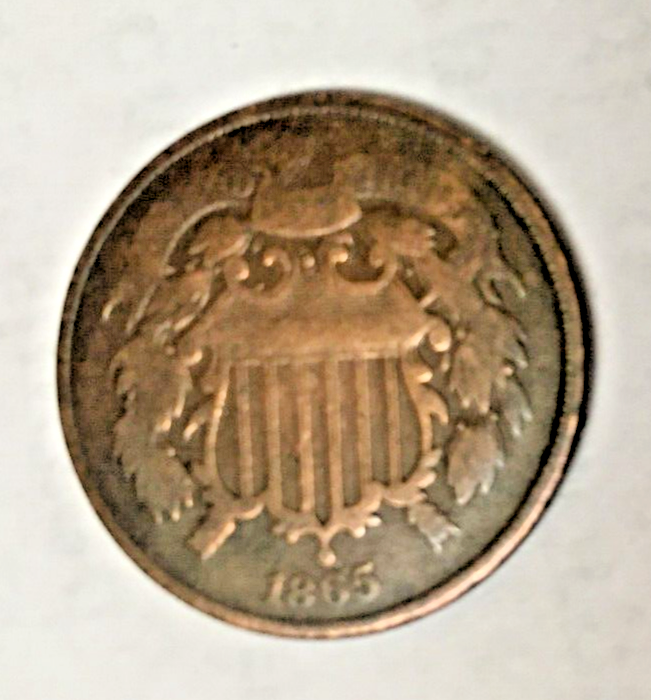 Two Cent 1865 copper piece coin Civil War coin | eBay