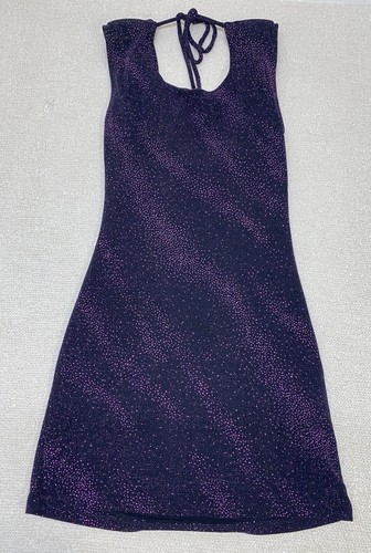 Forever 21 Dress Womens Large Black Purple Sparkle Tank Shoulder Pads ...