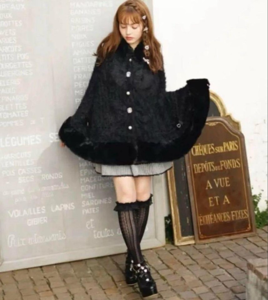 LIZ LISA Black Poncho Cape Coat | eBay