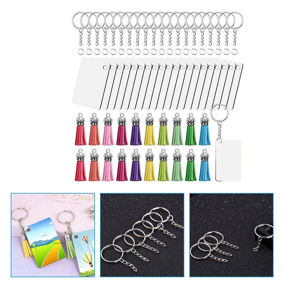 20 Sets Diy Keychain Multi-function Sublimation Blank Keyrings for ...