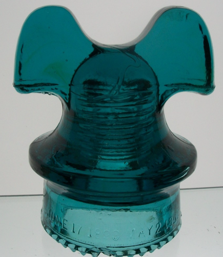 Insulator - Rare Hemingray Teal Blue MICKEY MOUSE CD 257 HEMINGRAY /PAT ...