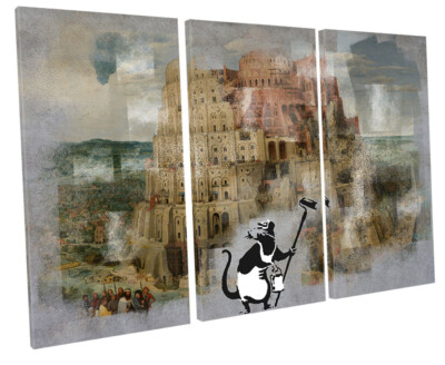 Tower of Babel Banksy Painter Urban TREBLE TOILE murale ART Photo Print ...