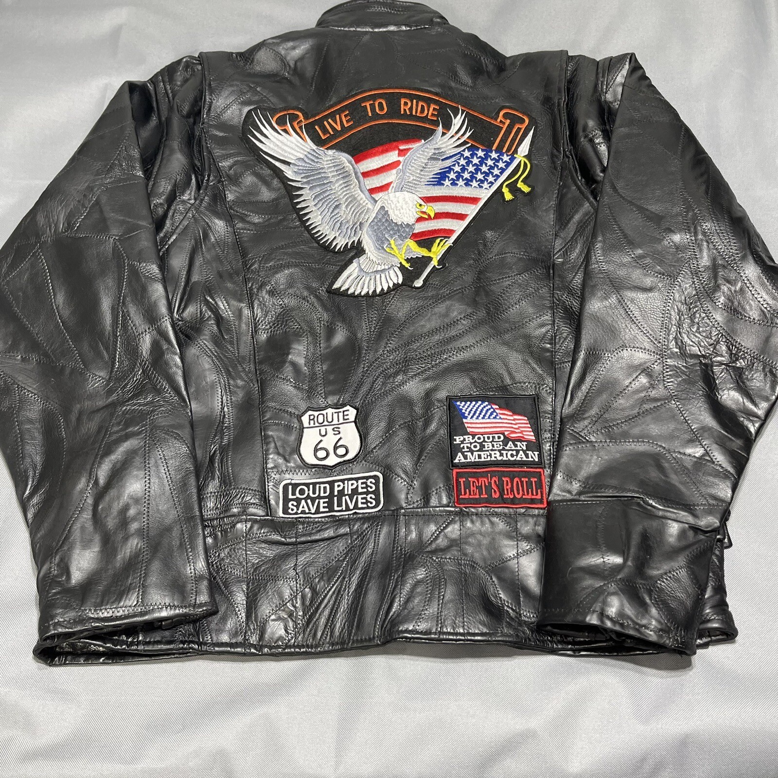 Diamond Plate Buffalo Jacket XL Leather Motorcycle Bl… - Gem
