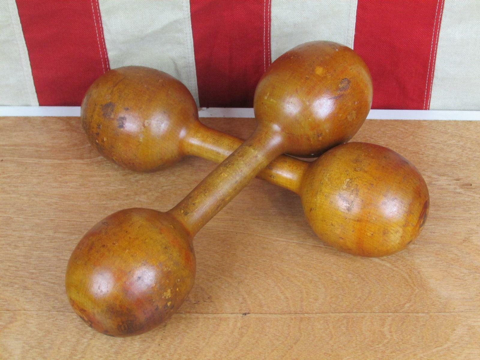 Vintage 1920s Spalding Wood Dumbells Hand Weights 1 Lb. Model A.W ...