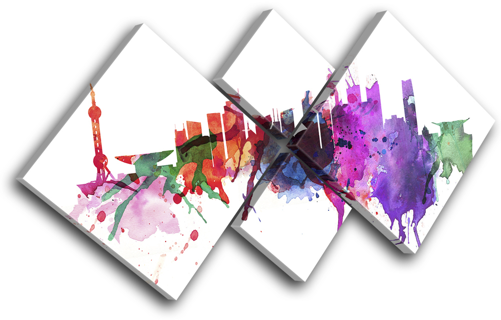 Shanghai Abstract City MULTI CANVAS WALL ART Picture Print VA | eBay