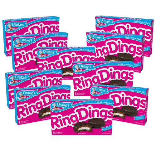 Drake's Ring Dings, 10 Boxes of Chocolate Covered Frosted Creme Snack ...