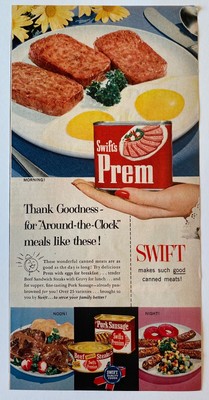 1954 Swift's Prem Canned Meats Beef Sandwiches or Pork Sausage Print Ad ...