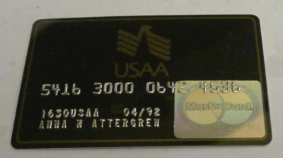 USAA Federal Savings Bank Credit Card Mastercard -Un-Signed - Vintage ...