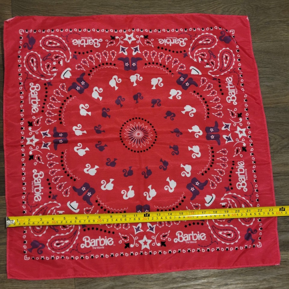 Barbie The Movie Western Bandana Pink Paisley, Boot, Hat Print - 23.5 ...