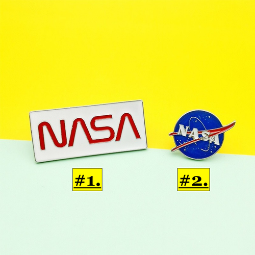 2x NASA Silver Enamel Metal Pin Brooch Badge Lapel Souvenir Science ...